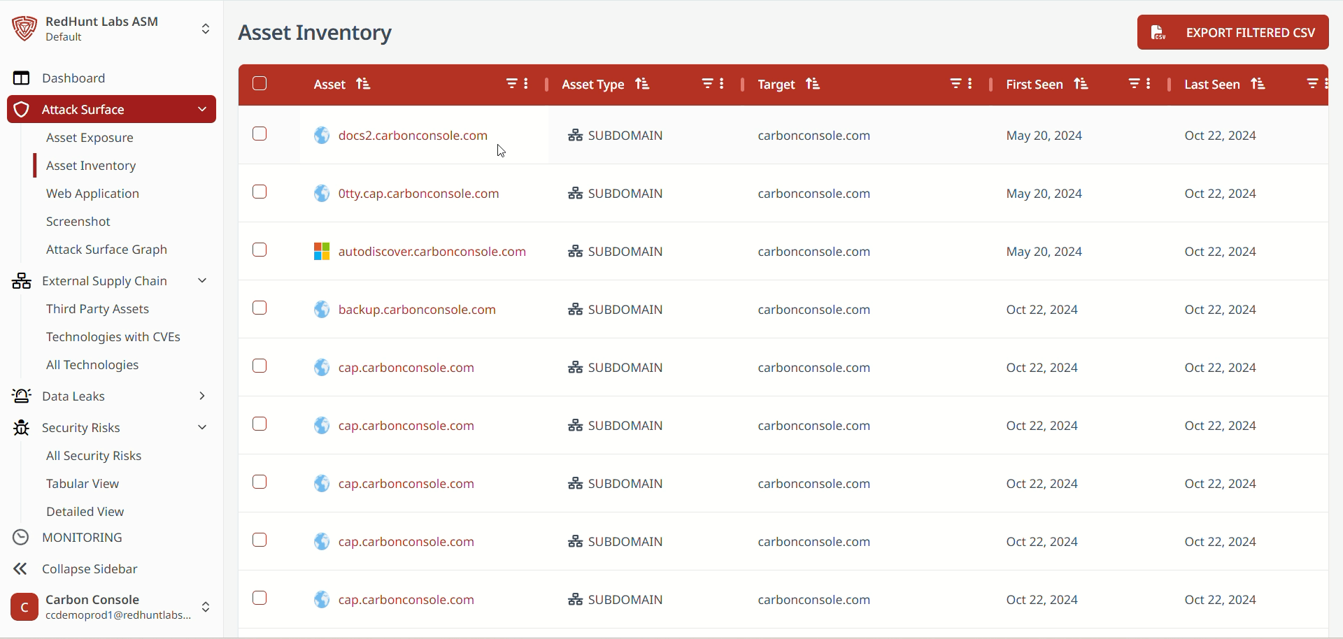 How to Use Filters on Asset Inventory Page? | RedHunt Labs Documentation