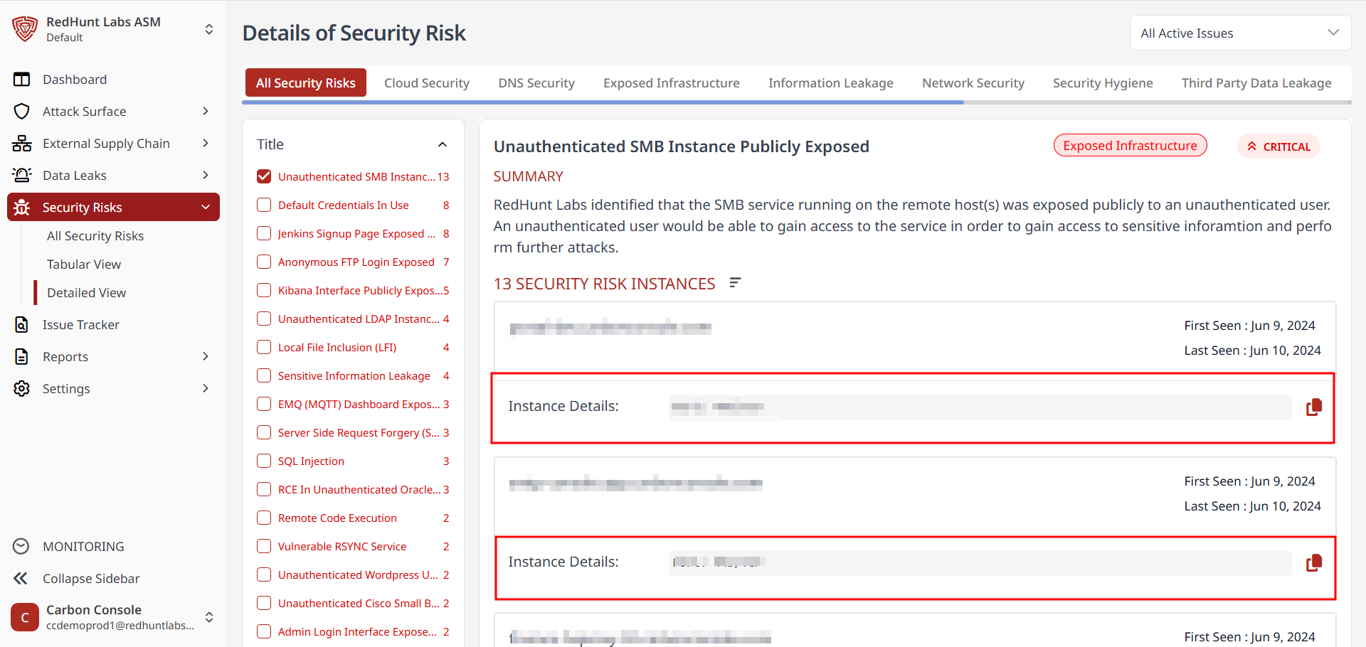 Where Can I Find Instance Details for a Reported Security Risk ...
